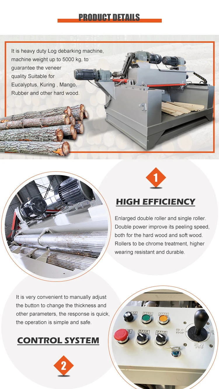 High Quality 4ft/8ft Wood Log Debarker and Veneer Peeling Machine for ...