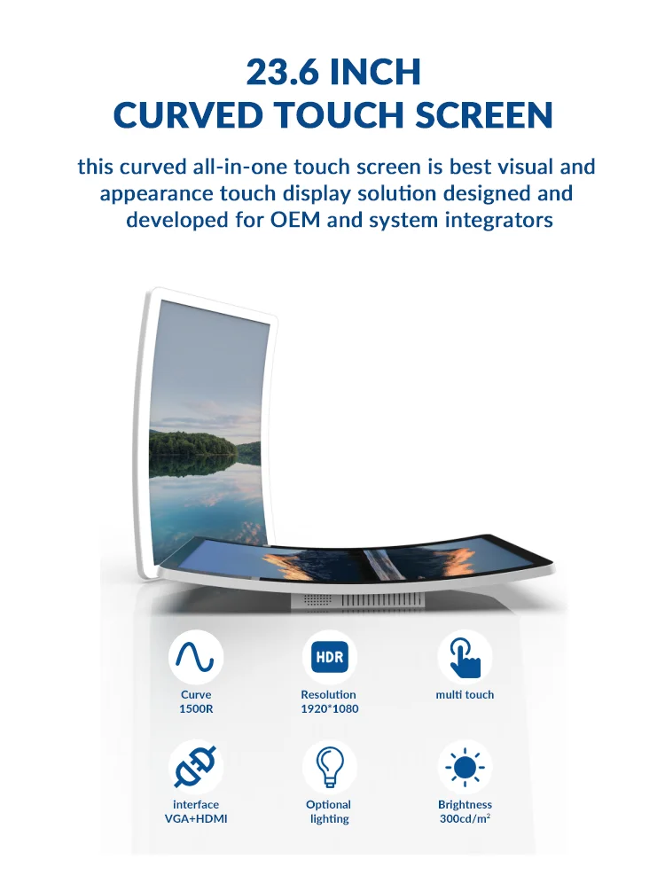 23.6inch 2k Hd Gaming Use Capacitive Curved Touch Screen Gaming Monitor ...