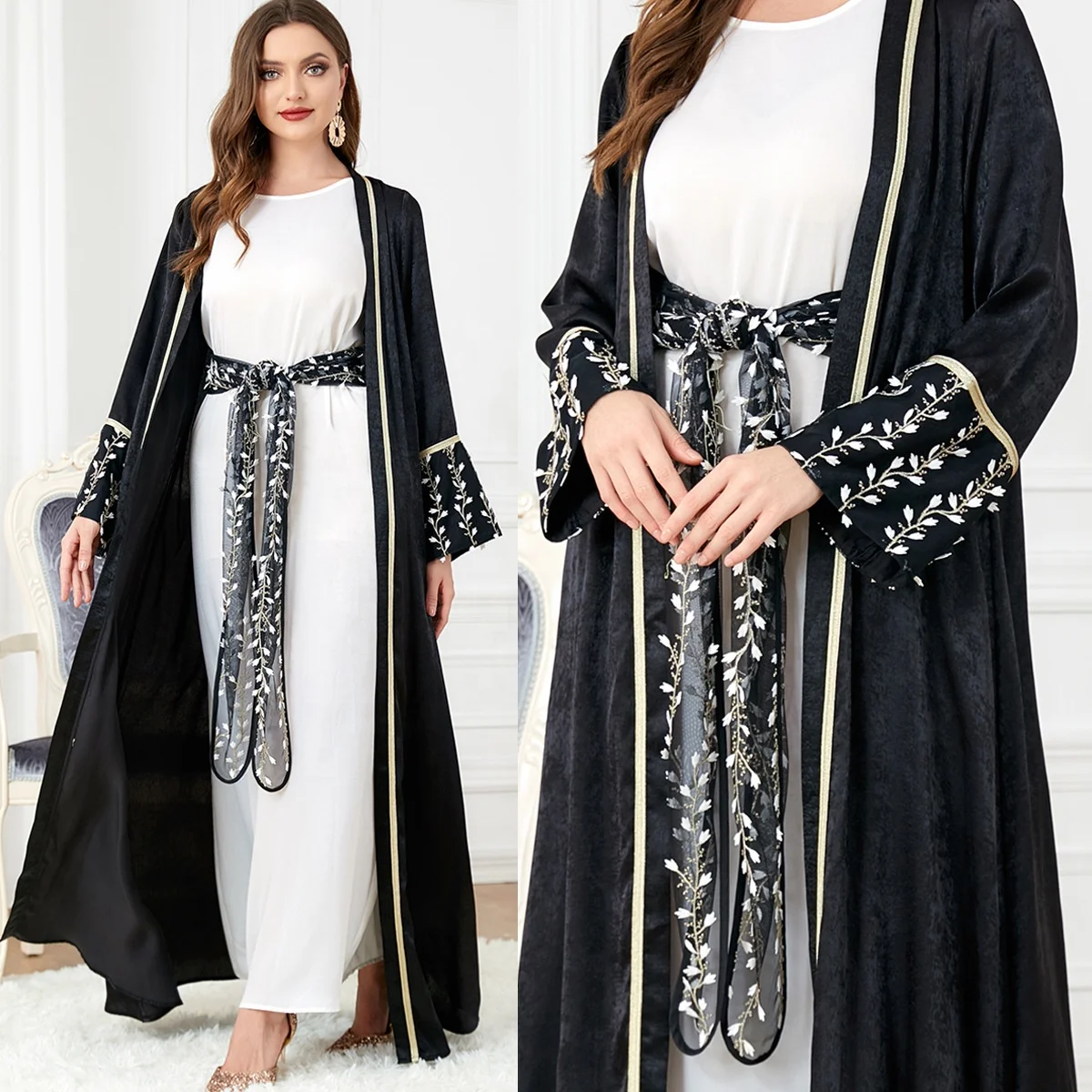 Wholesale Middle East Clothing Arab Dubai Women 2 Piece Abaya Set Inner ...