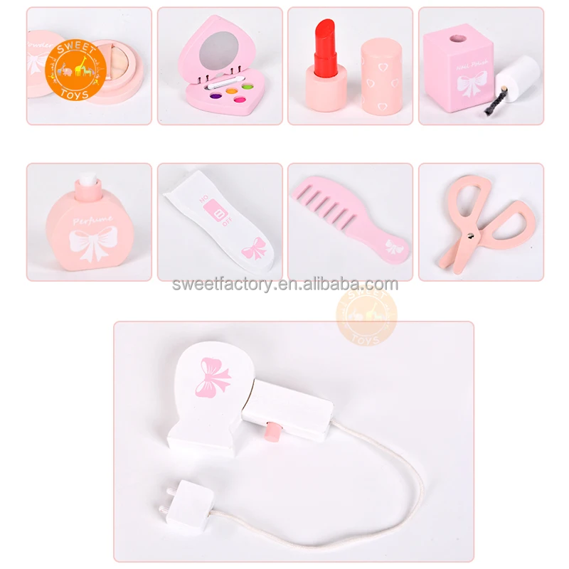 Wooden Dresser Role Play Toy Princess Cosmetics Gift Set for Girls Wood ...