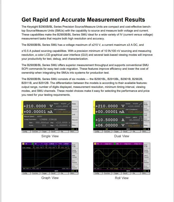 Keysight B2910bl Precision Source/Measure Unit 1 Channel 10 Fa ...