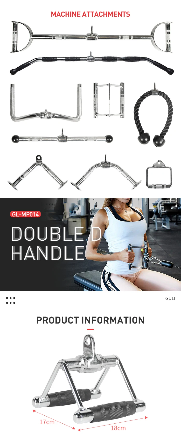 Guli Fitness Tricep V Shaped Press Down Bar V Handle With Rotation and ...