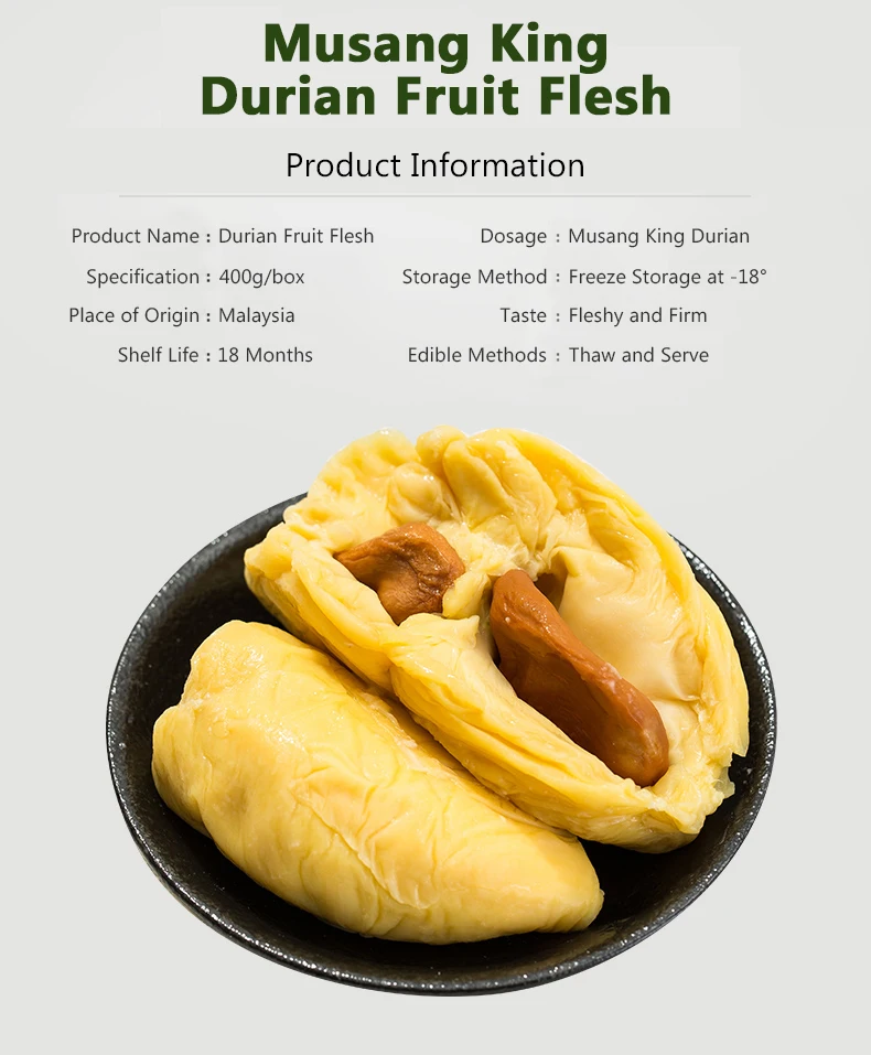 Fresh Durian From Malaysia Frrozen Durian Meat Musang King Durian Flesh ...