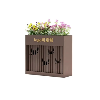Customized Outdoor Wrought Iron Flower Box Square Commercial Street ...