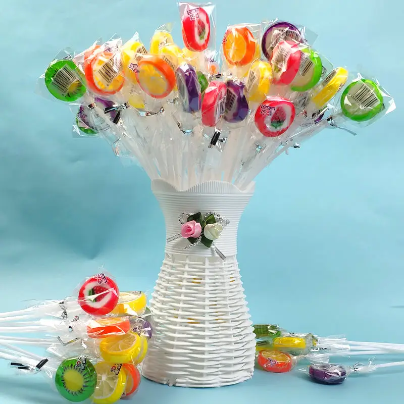 15g Sweet Round Fruit Flavours Sliced Lollipops Hard Candy Halal Candy ...