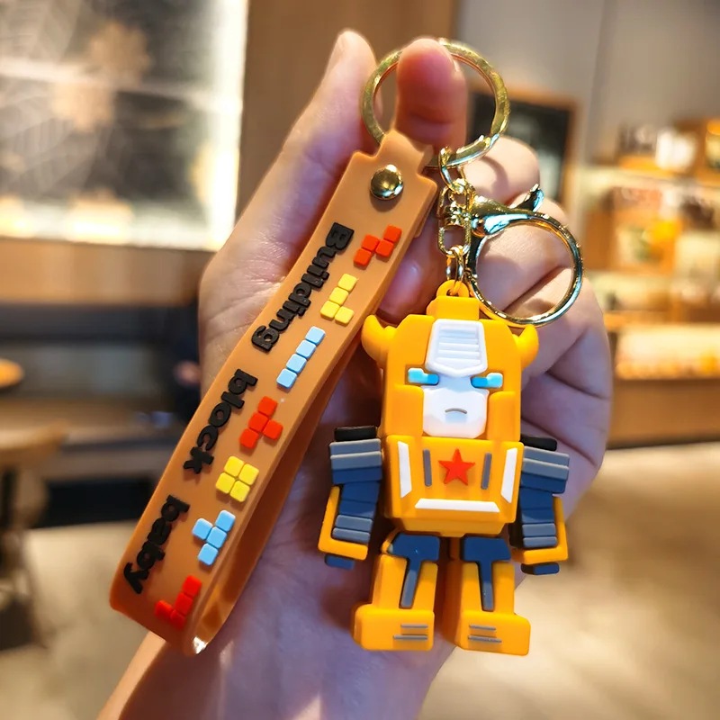 Creative Cartoon Building Blocks Transformers Keychain Toy Keychain ...