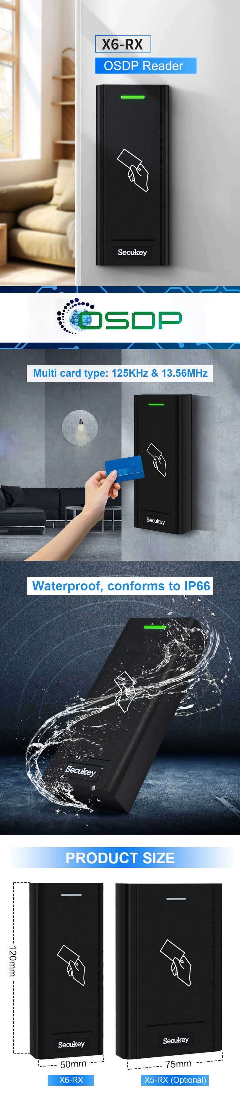 Secukey OSDP Reader - Reliable 13.56mhz & 125khz Card Reader