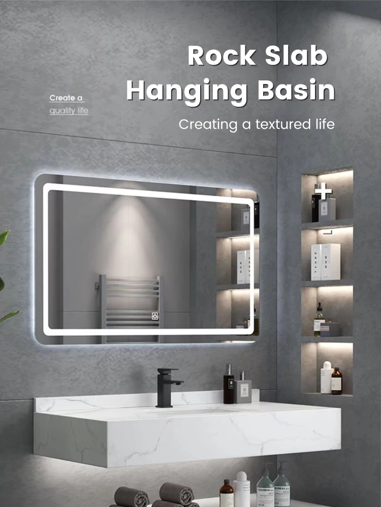 Modern Light Luxury Vanity Wash Basin Cabinet Smart Mirror Combination ...
