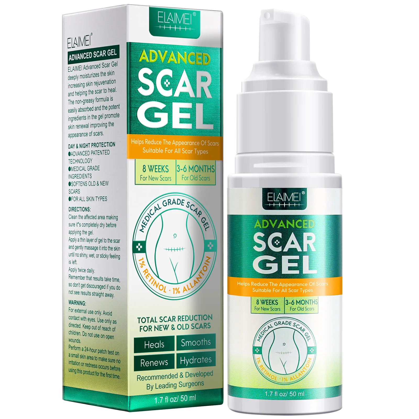 ELAIMEI Scar Removal Gel - Advanced Formula for Face & Body