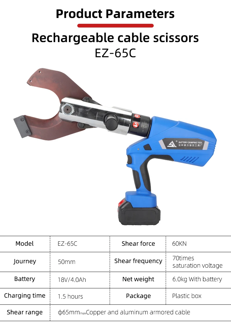 Ez-65c Battery Powered Hydraulic Cable Cutting Tool Cable Cutter For Cu ...