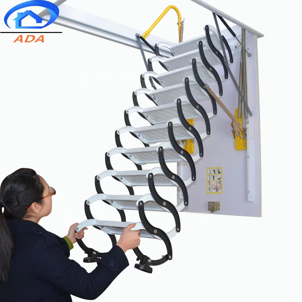 New Model Manual Telescopic Folding Ladder Metal Handrail Carbon Steel ...