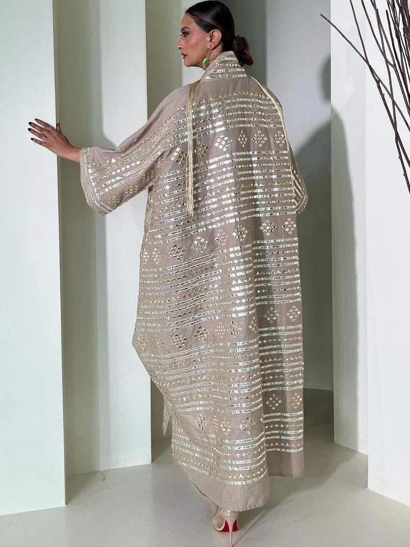 Custom Oem Middle East Arab Kuwait Golden Print Tassel Design V Neck ...