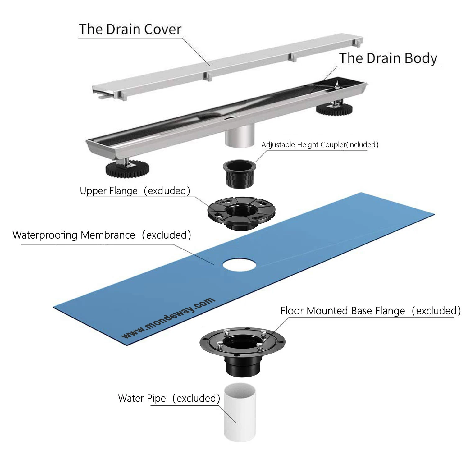 Stainless Steel Invisible Shower Drain Shower Channel Linear Bathroom ...