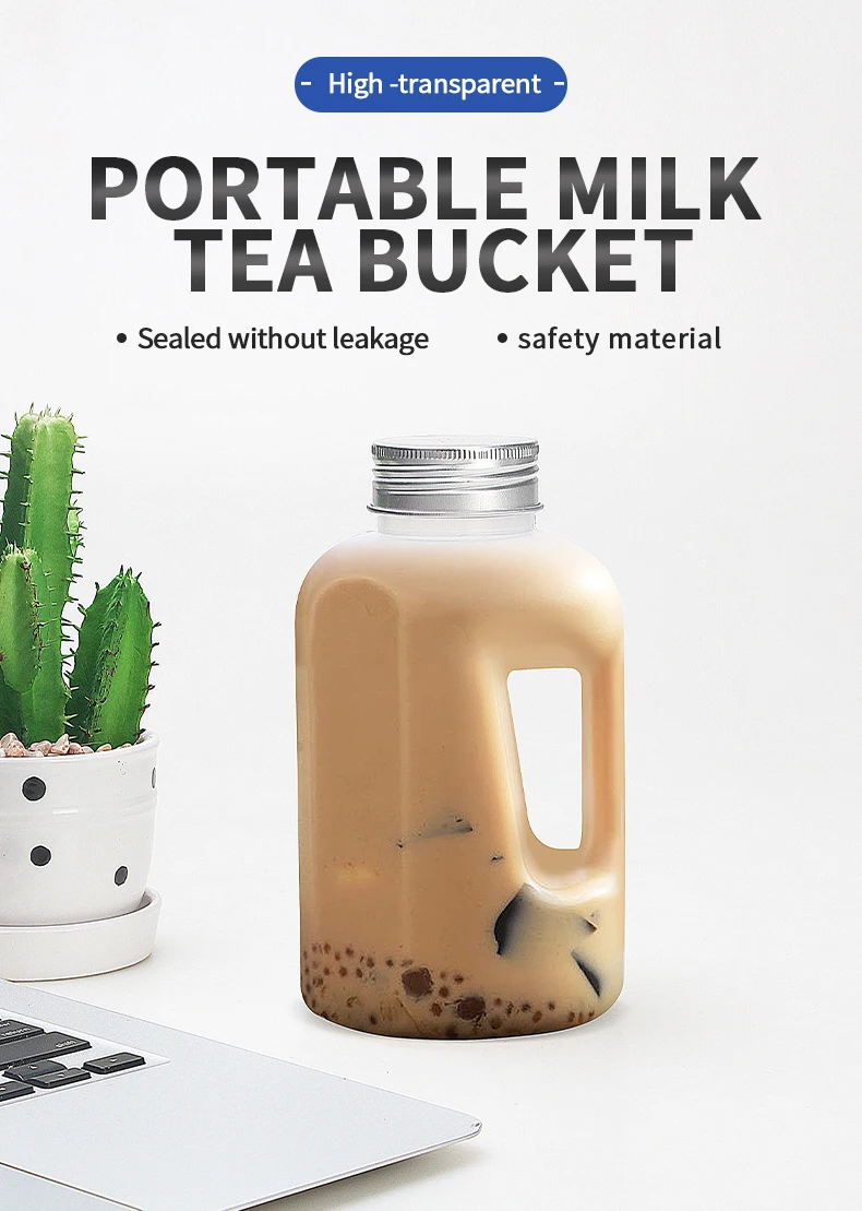 Transparent Milk Tea Bucket Beverages - 750ml PET Bottle