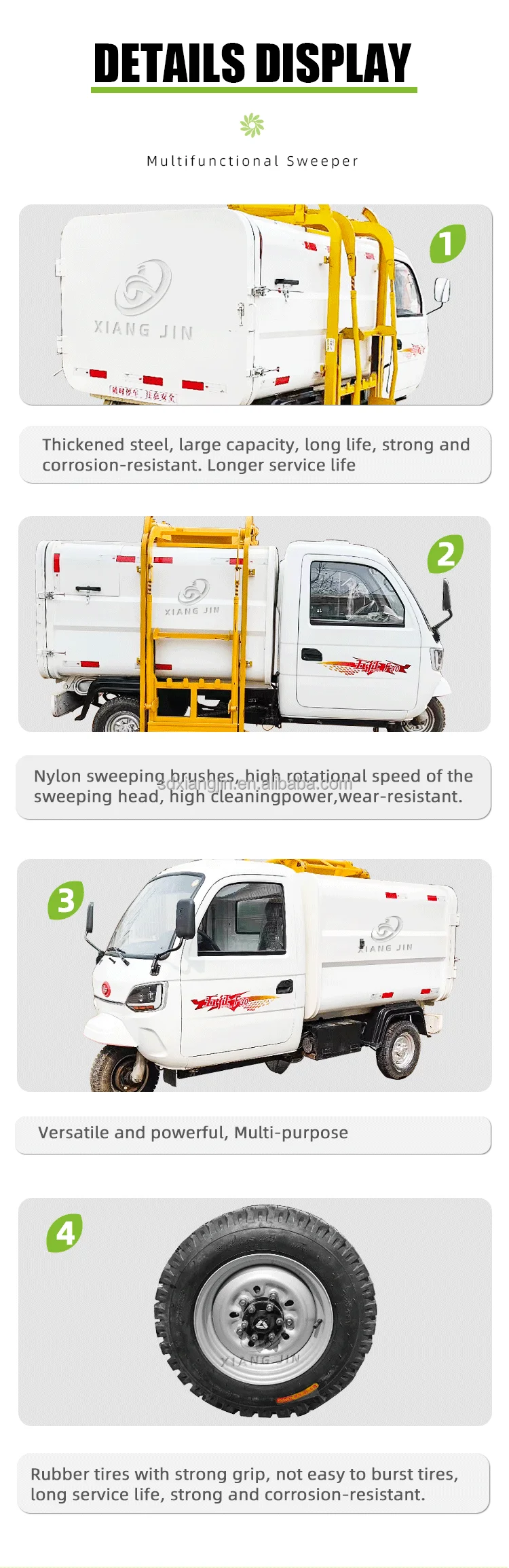 Small Electric Three-Wheeled Garbage Truck - 3CBM Export