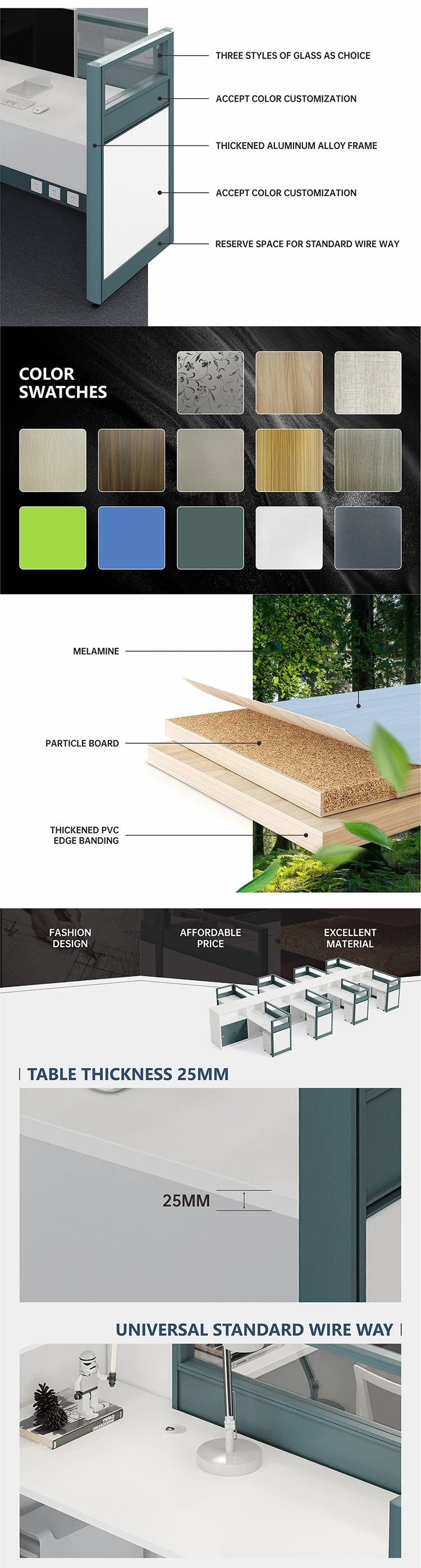 Classic Melamine Office Table Computer Desk Wooden Furniture Free ...