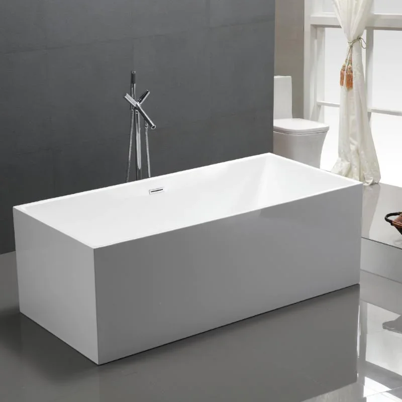 KMRY Customizable Modern Design Pure White Solid Surface Acrylic Freestanding Bath Tub with Soak ...