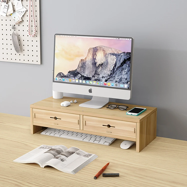 Wooden Adjustable Laptop Stand,Monitor Stand Wood Computer Riser,Bamboo ...