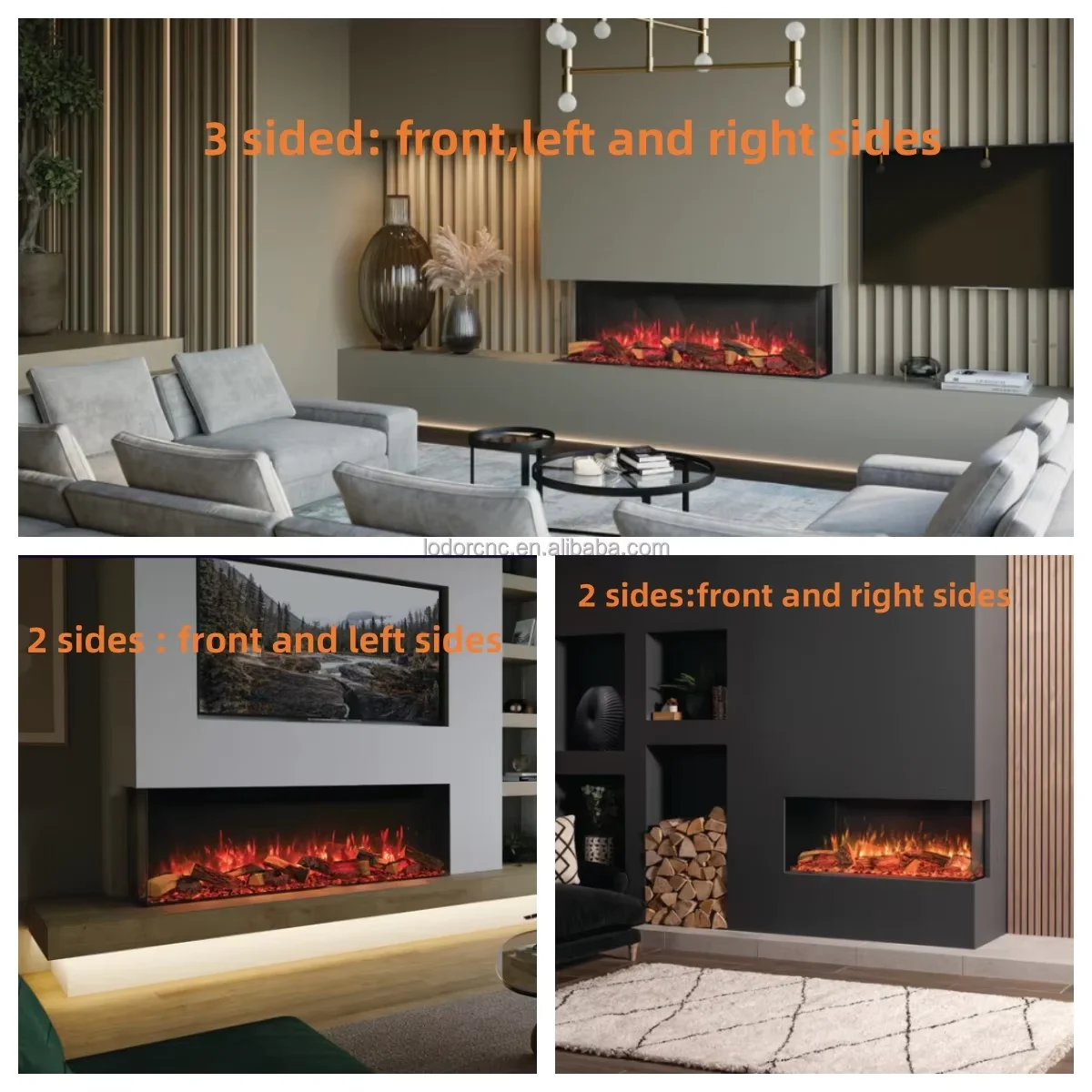 Modern LCD Electric Fireplace - Real Electronic Fire Simulation