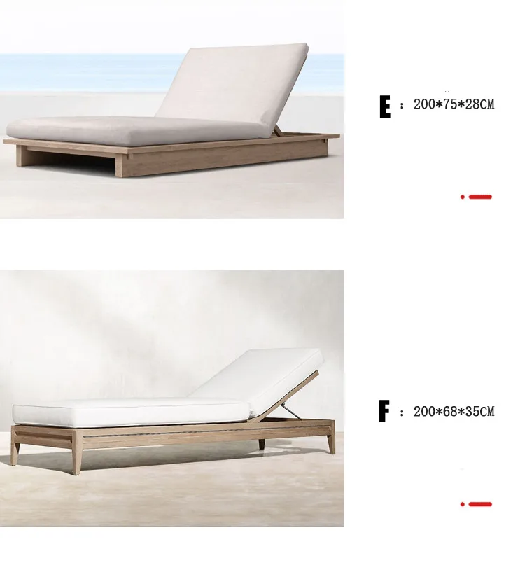 Modern Beach Chair Leisure Outdoor Furniture Sun Bed Wood Pool Beach ...