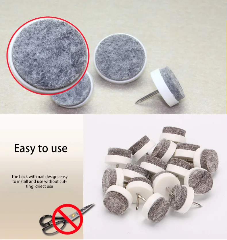 Deson Chair Leg Gliders Nail Screw on Furniture Felt Pad Glide Slides ...