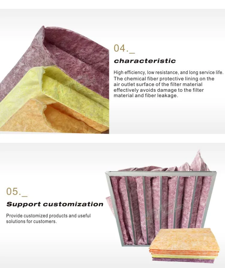 Hvac Air Handler Filter Fiberglass Material Dust Air Pocket Filter With ...