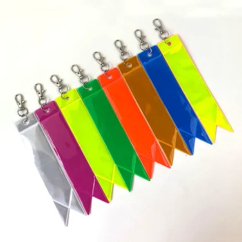High Visibility Safety Custom Logo Pvc Reflective Keychain Strip Kids ...