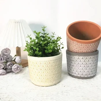 Nordic Minimalism Desk Home Decorations Balcony Round Cement Potted ...