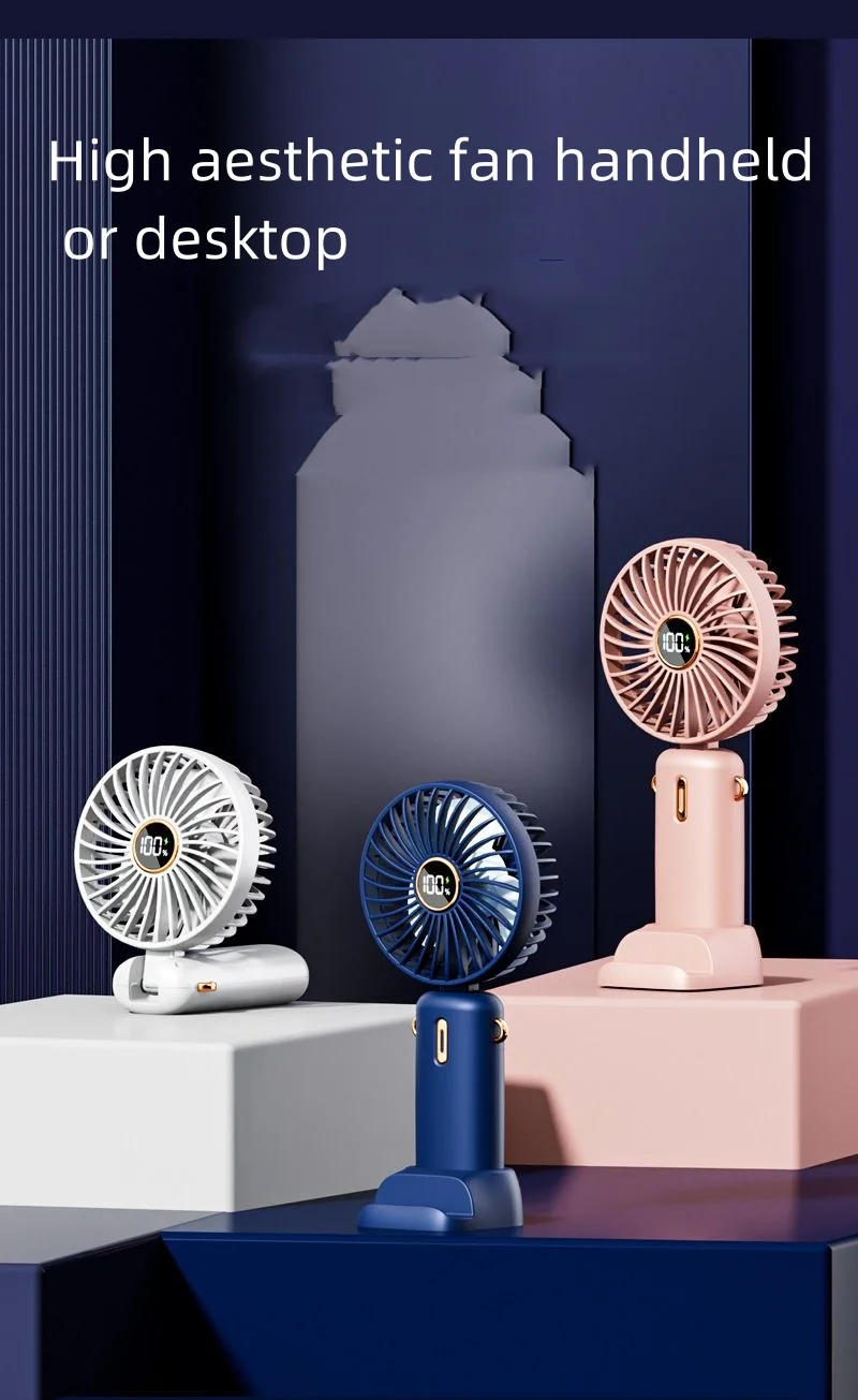 Private Model New Usb Handheld Fan Digital Display Folding Desktop Gift ...