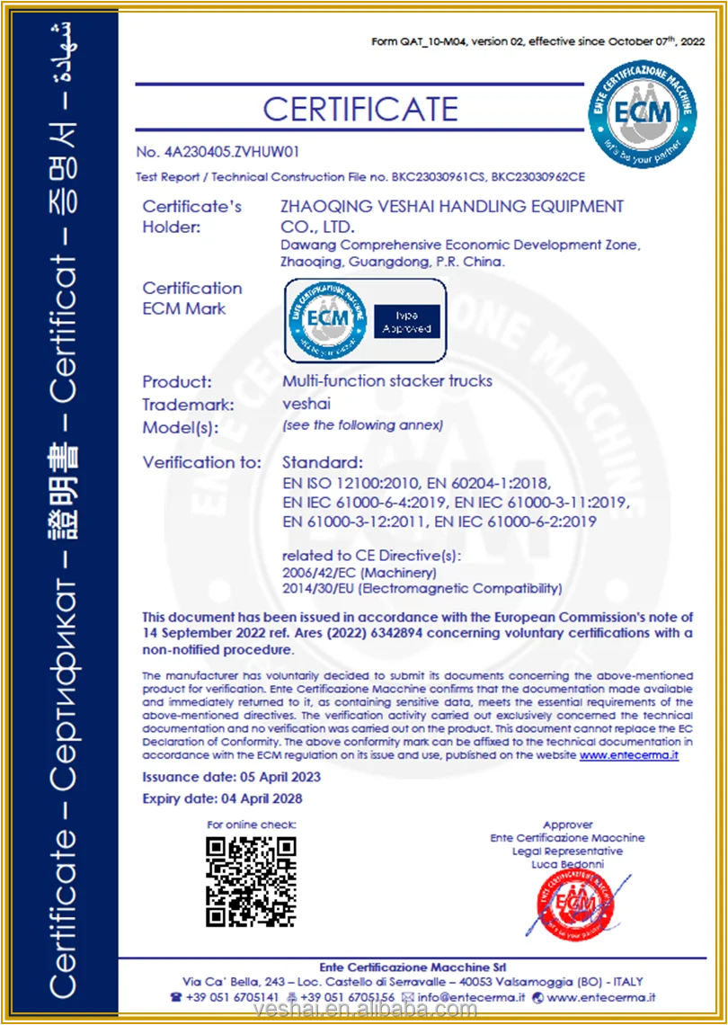 Veshai Fully Powered Counter-balanced Pallet Stacker Truck With Side ...