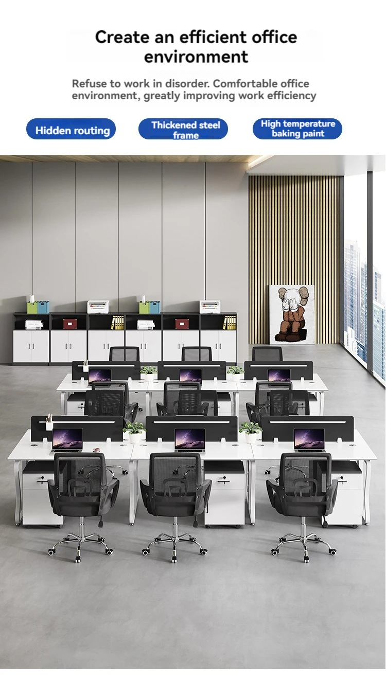 Modern Modular Office Cubicle Partition Table Furniture 4 6 Seater ...