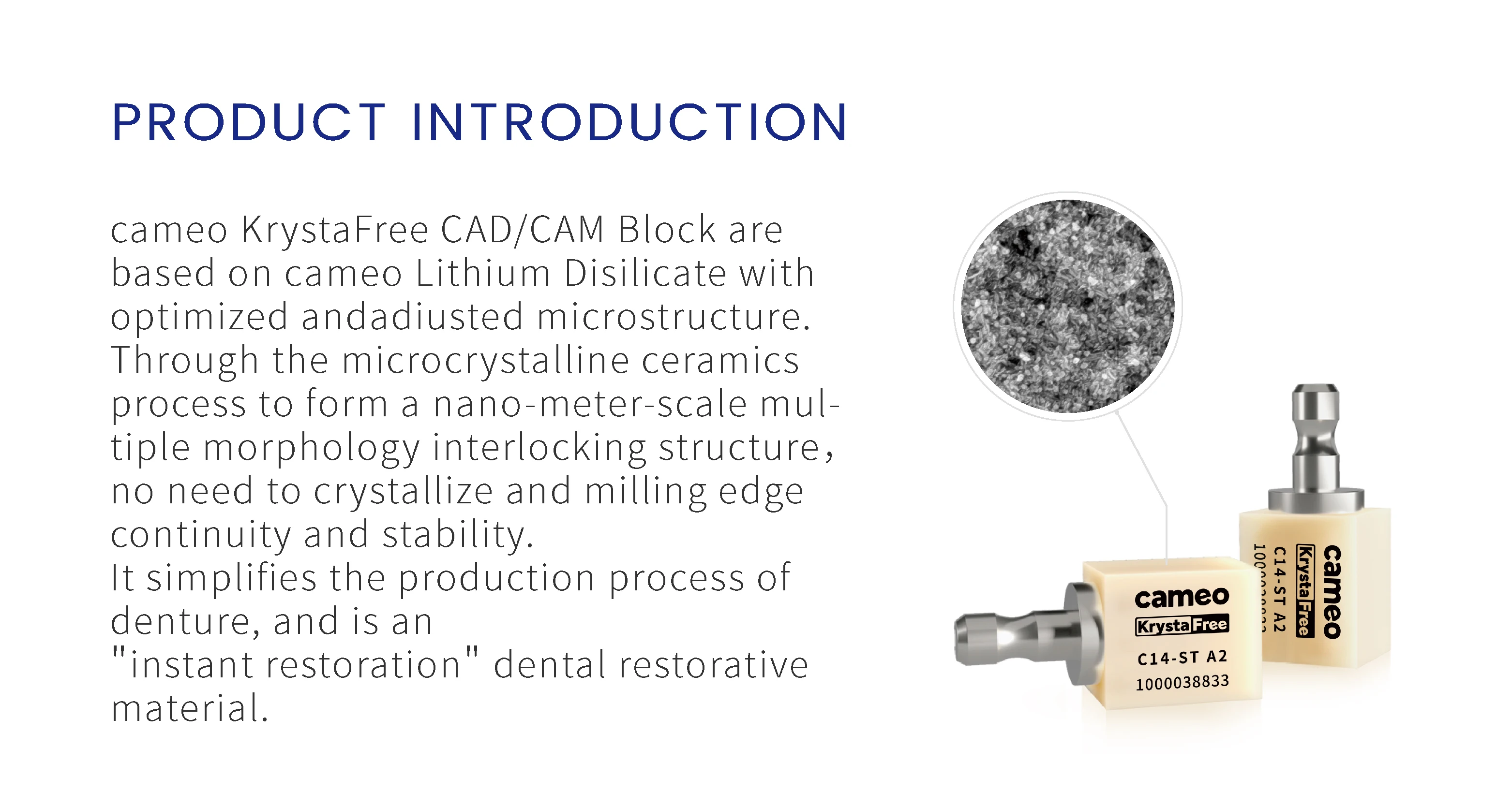 Aidite Cameo KrystaFree Dental Lithium Disilicate Ceramic C14 Block for ...