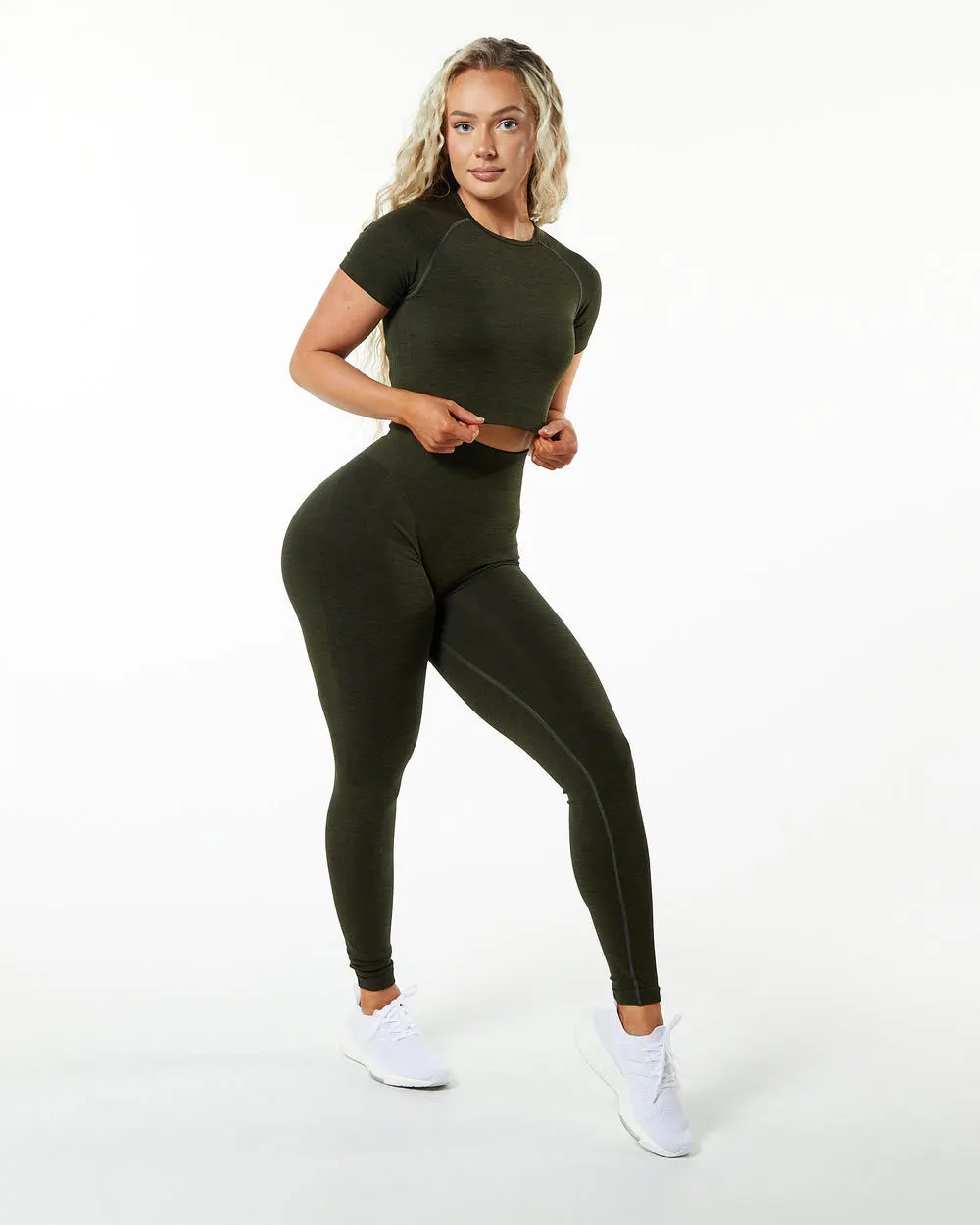 Ultra Delicate Texture Seamless Jacquard Short Sleeved Shorts Set Yoga ...