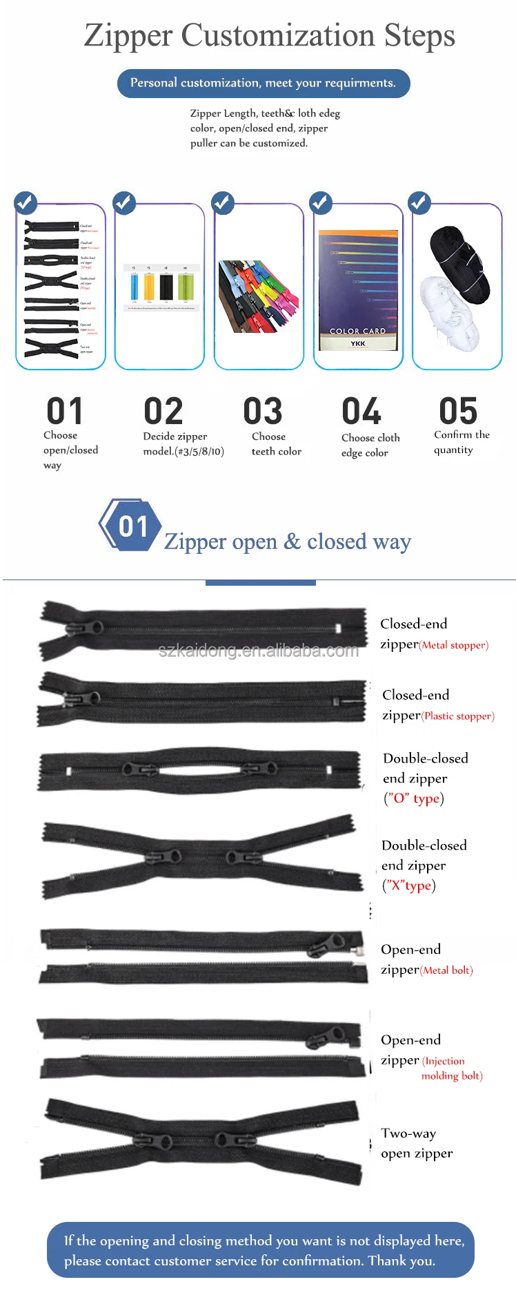 Custom Wholesales Multi Color Open Closed End Ykk Zippers