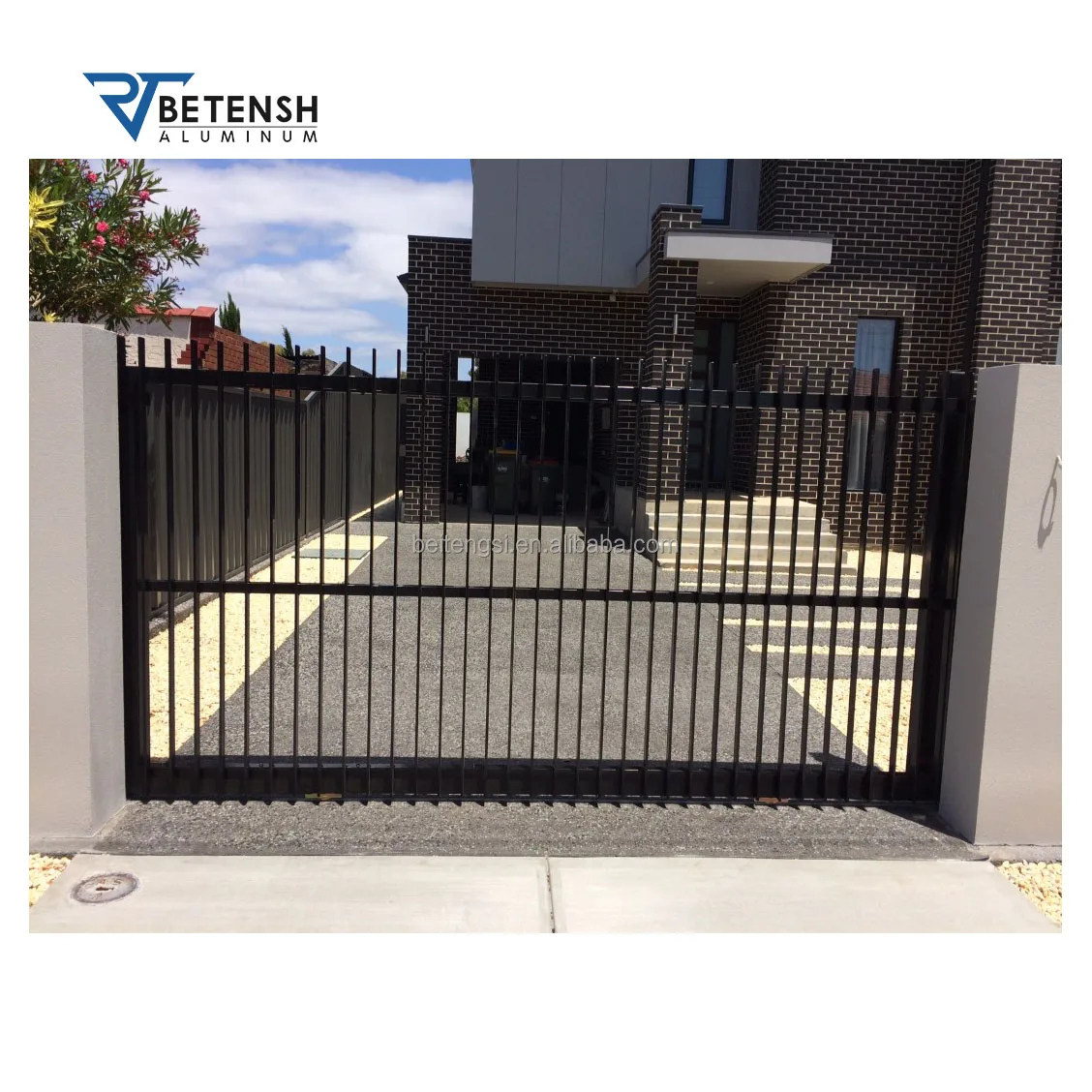 Aluminum Slat Fence Gate Aluminum Louver Gate Sliding Louver Driveway ...