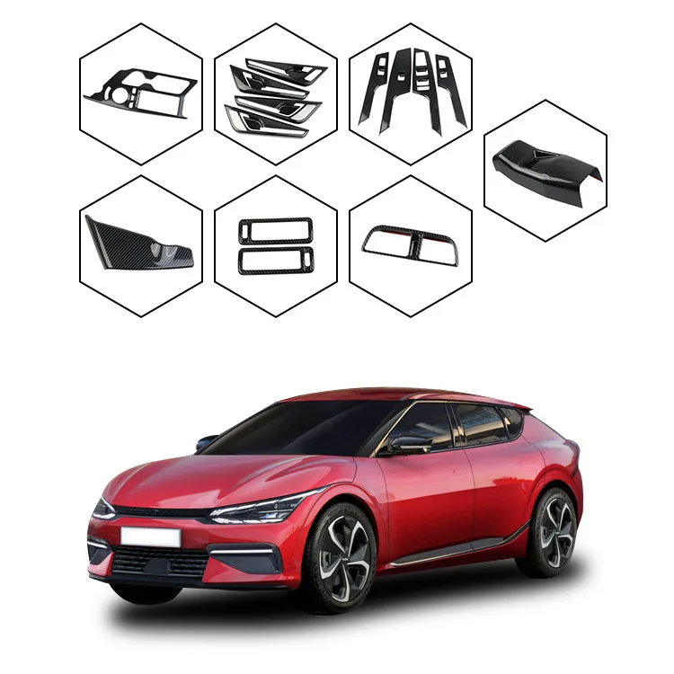 For Kia Ev6 2021 2022 2023 Carbon Fiber Car Accessories Rear Armrest ...