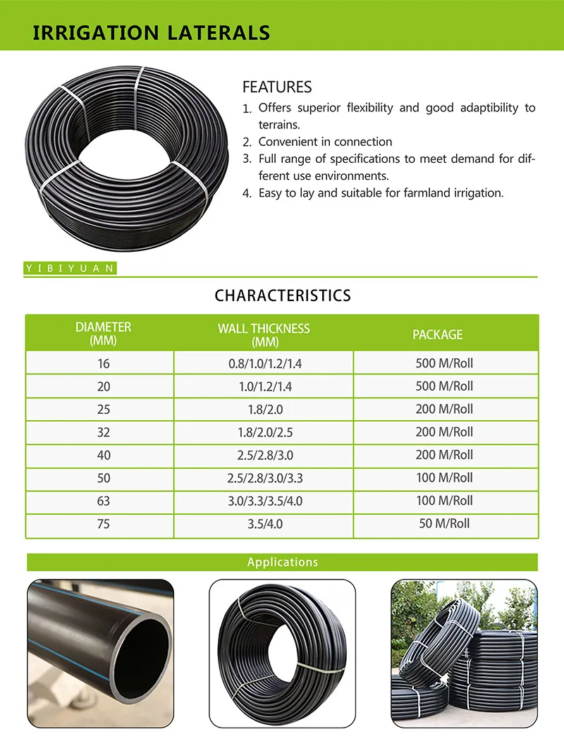 1" 2 Inch 3 4 Inch Black Plastic Water Pipe Roll Irrigation Tube