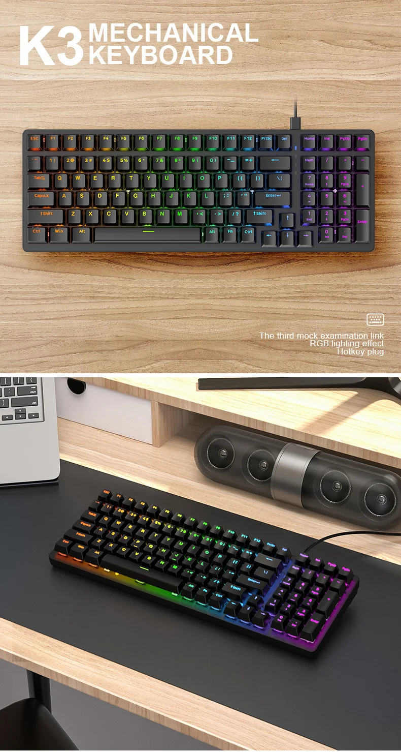 K3 Mechanical Keyboard - 980 Game 100-Key Customized Hot-Swap Shaft