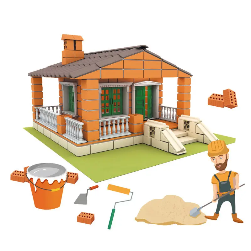 DIY Assembly Play Model House Shape Building Blocks for Kids Preschool ...