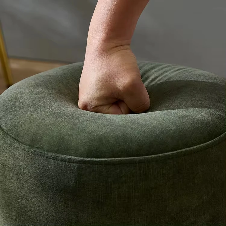 Luxury Green Velvet Stool - Modern Minimalist Living Room