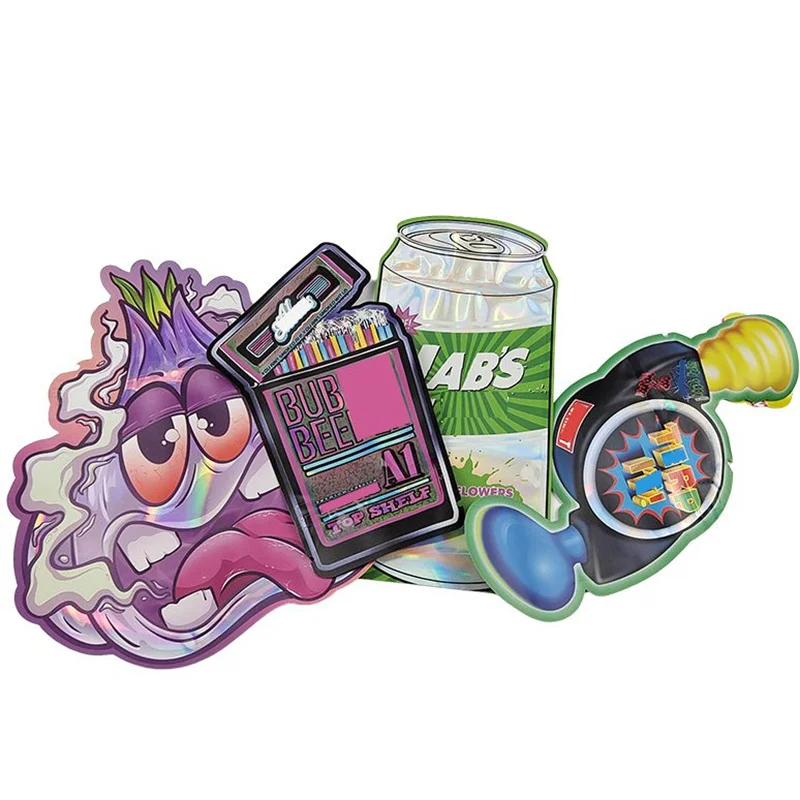 Custom Printed Resealable Special Shaped Mylar Childproof Cut Out 8th ...
