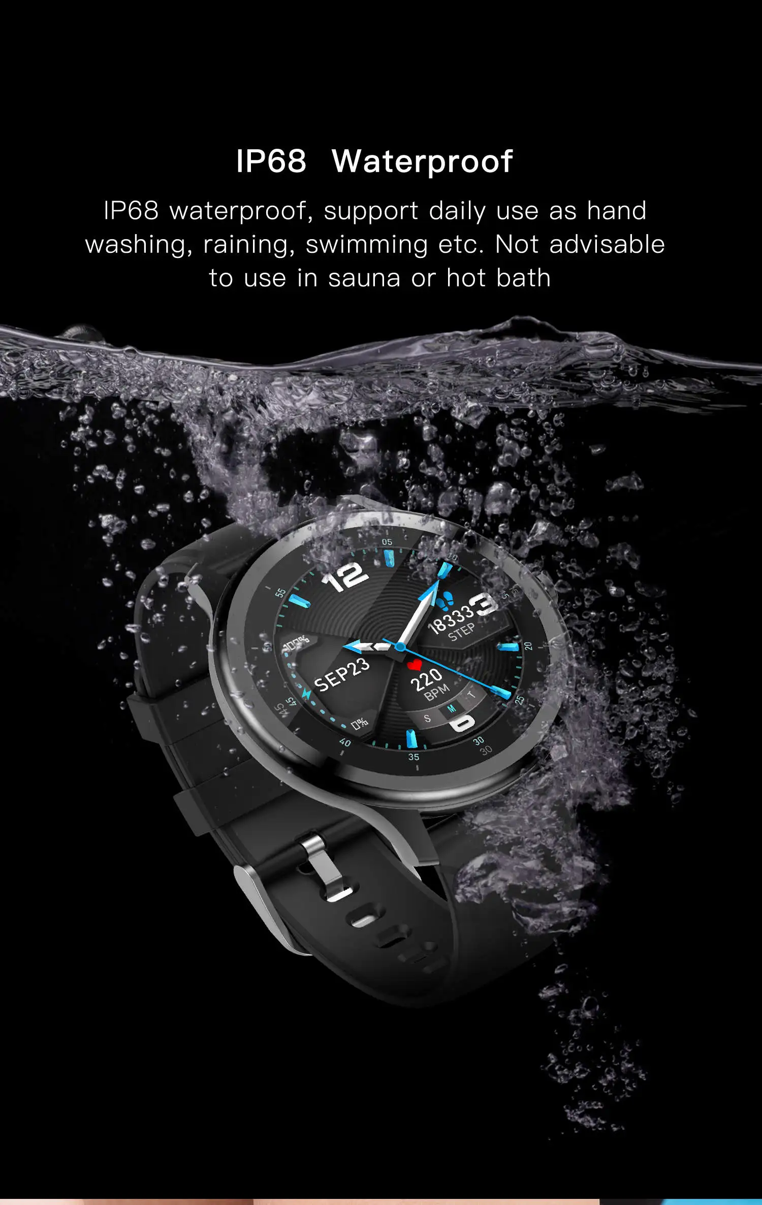 G28 Cool Dial Round Touch Smartwatch Swimming Sports Reminder Smart ...