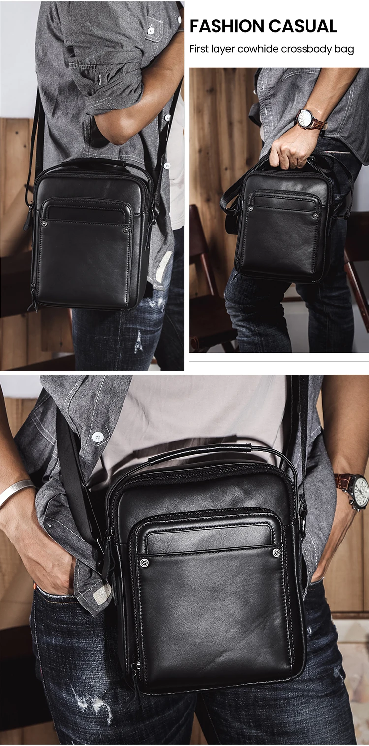 Casual Fashion Genuine Leather Crossbody Sling Shoulder Bags Men ...