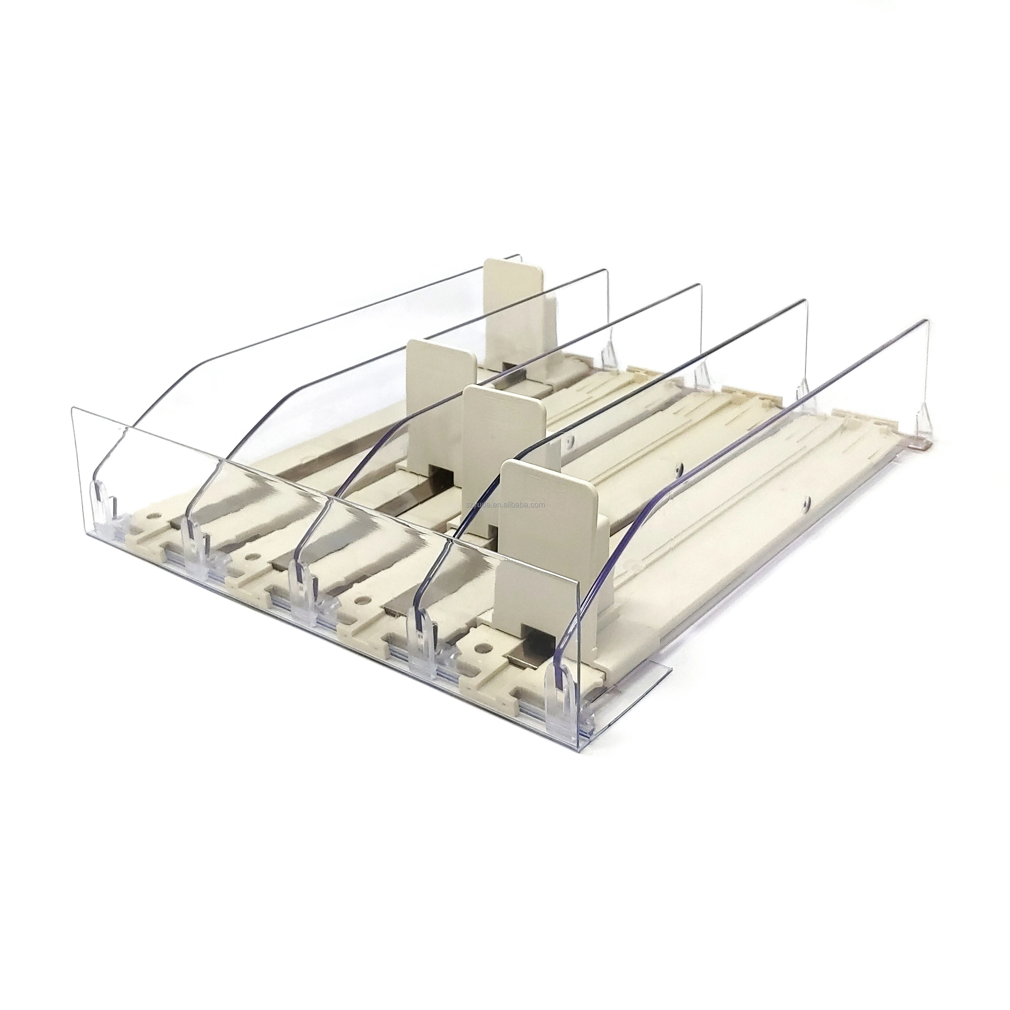Acrylic Spring Shelf Pushers System - Adjustable & Versatile