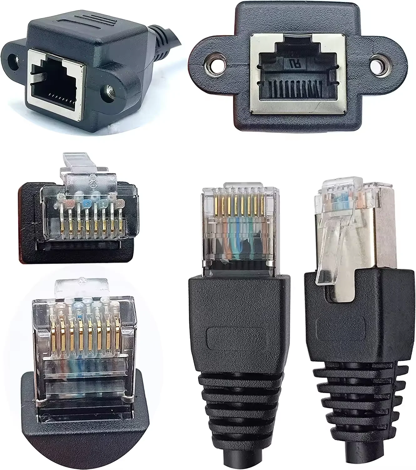 RJ45 Ethernet LAN Extension Cable Accessory Male to Female Screw Panel ...