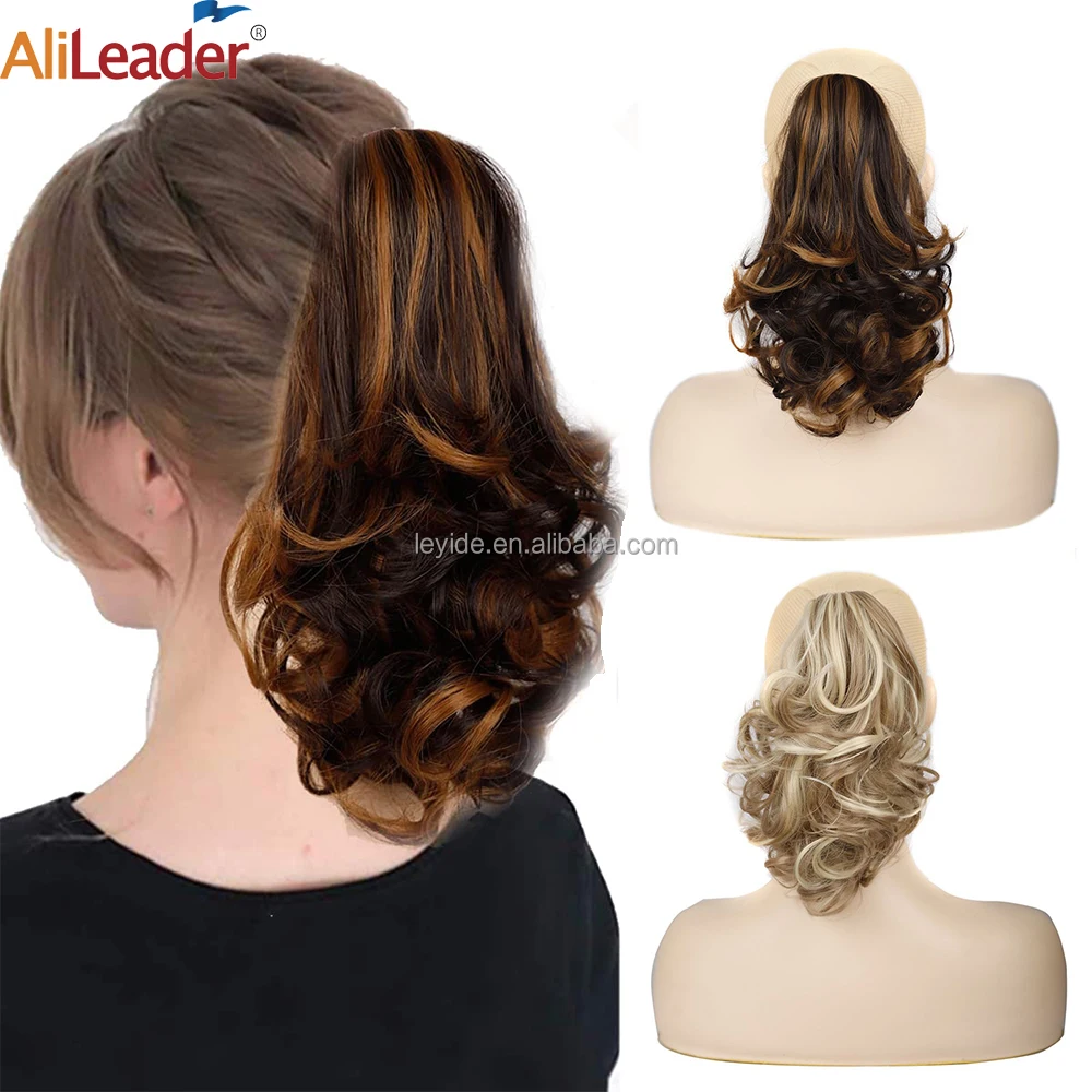 Heat Resistant Ponytail With Claw Clip On 12 Inch Short Curly Hair Pony ...