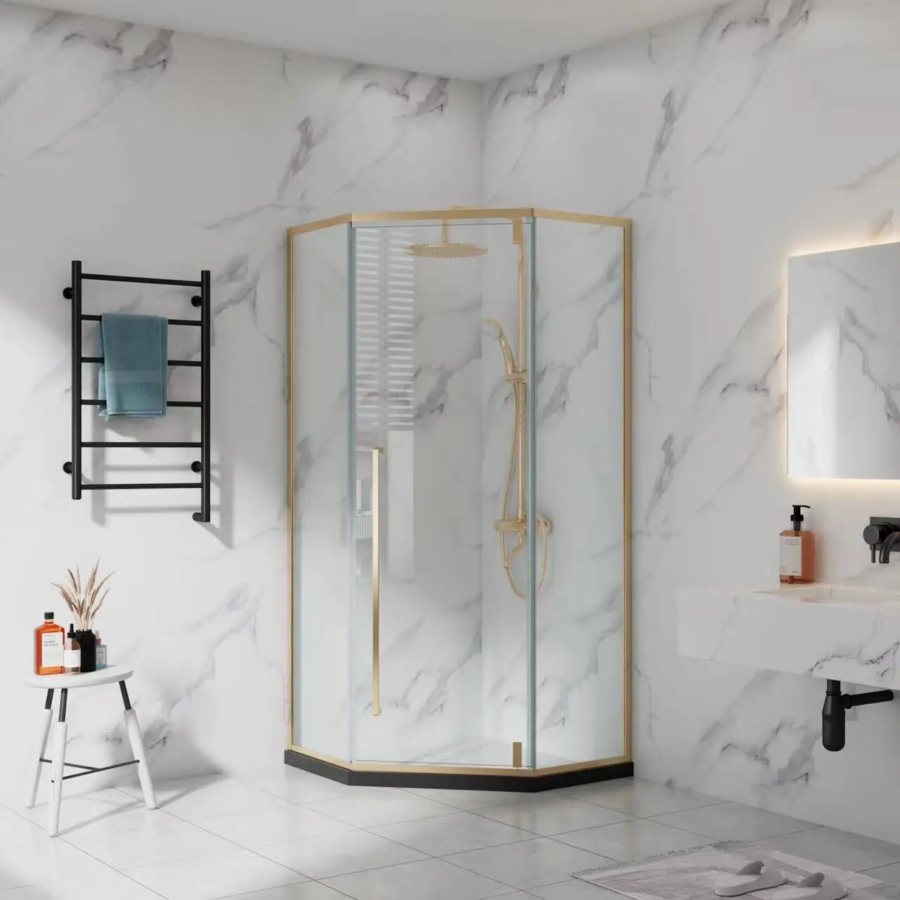 Top Sale In Europe Hinged Gold Shower Enclosure With Door - Buy Shower ...