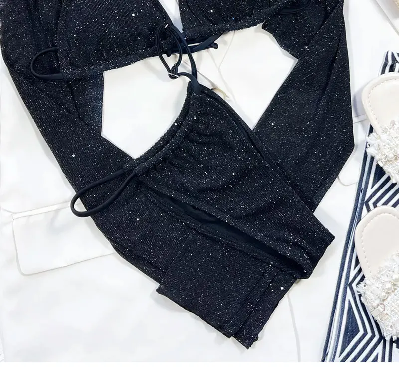 Custom Designer Luxury Three Piece Shiny Bikinis Beachwear Sexy Family ...