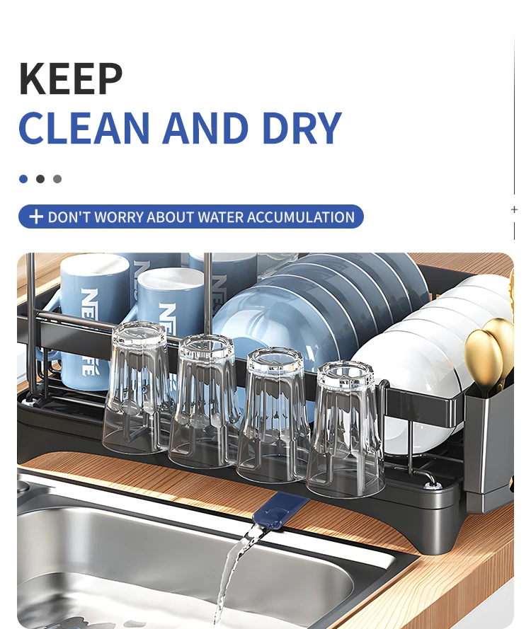 2 Tier Metal Kitchen Cabinet Dish Drainer Tableware Over The Sink Dish ...