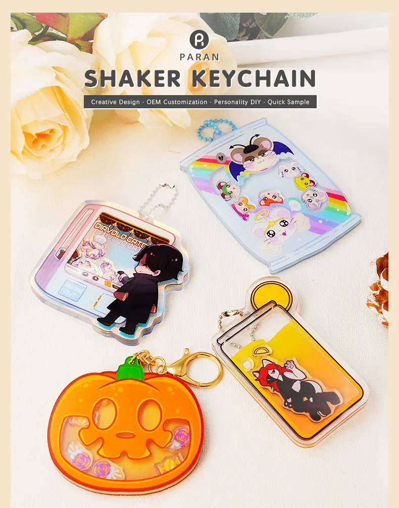 Paran Custom Printed Anime Acrylic Shaker Keychain Clear Cartoon ...